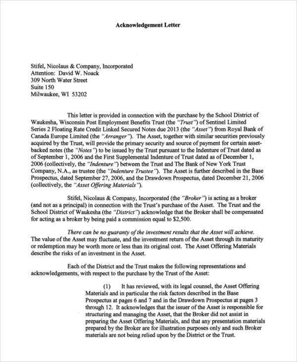 Company Acknowledgement Letter Templates - 6+ Free Word, PDF Format ...