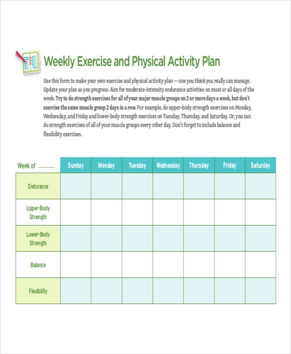 Activity Schedule Template