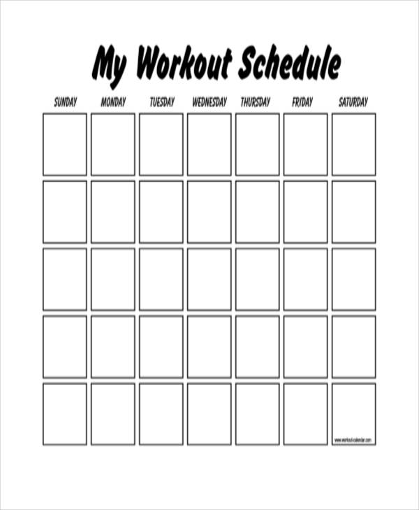 Blank Workout Schedule Template