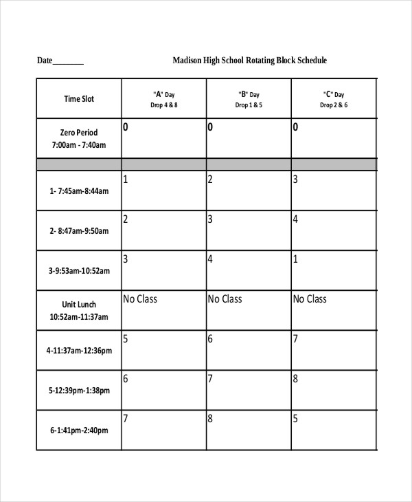 Blank School Schedule Template 8 Free PDF Word Format Download 