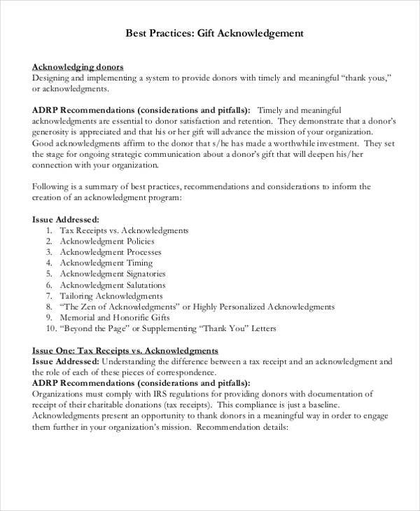 Gift Acknowledgement Letter Templates - 5+ Free Word, PDF Format Download!