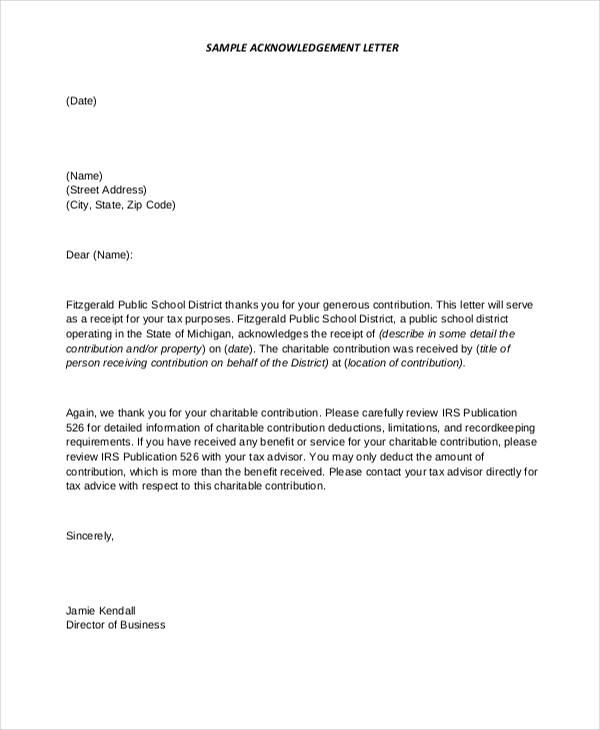 Gift Acknowledgement Letter Templates - 5+ Free Word, PDF Format Download!