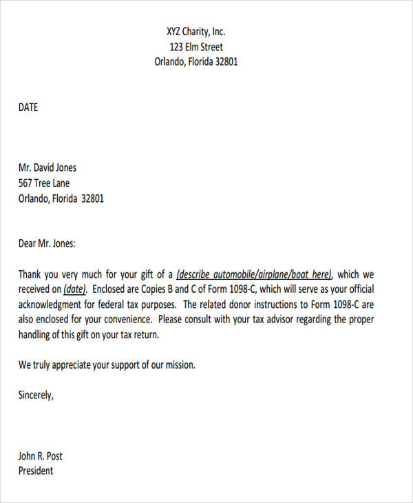 8 Donation Acknowledgement Letter Templates Free Word PDF Format