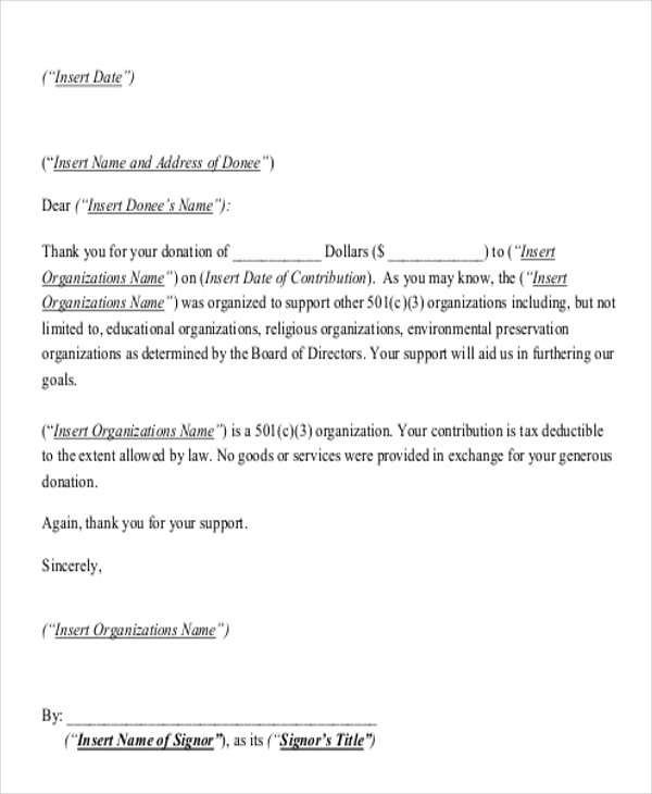 8+ Donation Acknowledgement Letter Templates - Free Word, PDF Format ...
