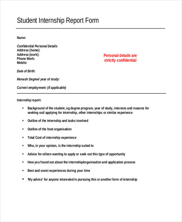 Internship Student Report Template 13 Free Word PDF Format Download Free Premium Templates