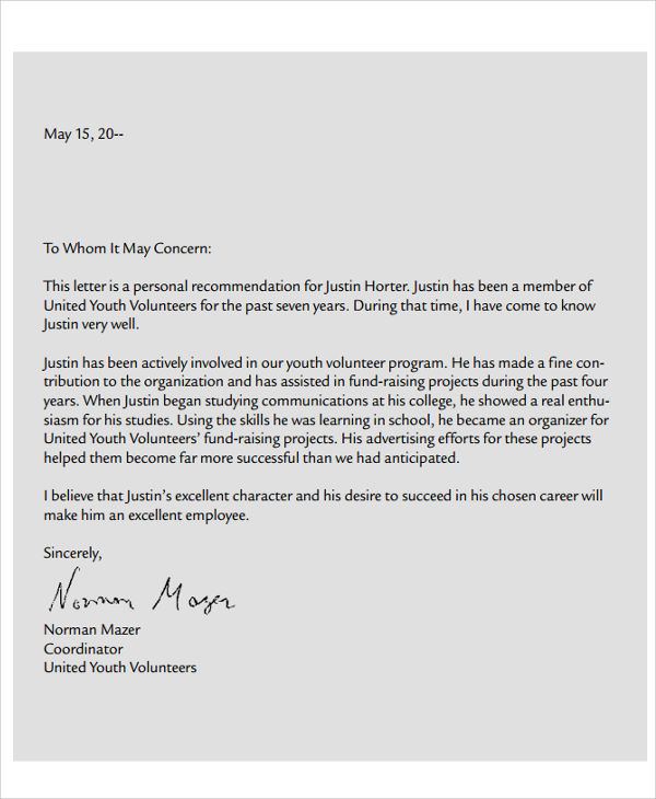 How To Write A Reference Letter For A Volunteer Volunteer Reference