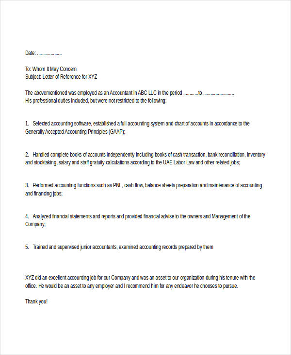 Accountant Reference Letter Templates - 13+ Free Word, PDF Documents ...