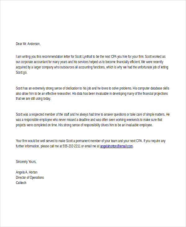 Accountant Reference Letter Templates - 13+ Free Word, PDF Documents ...