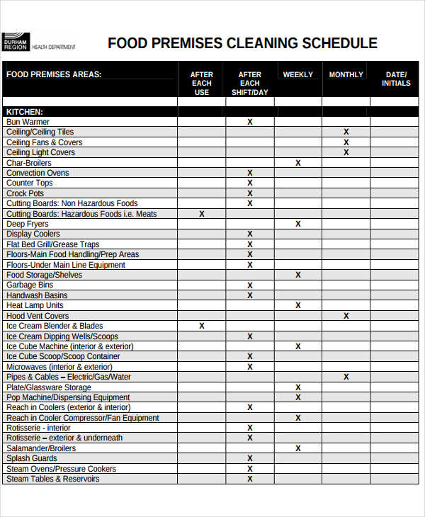 Restaurant Kitchen Cleaning Checklist Pdf Dandk Organizer