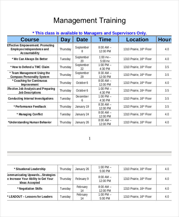 14+ Employee Training Schedule Template - Word, PDF, Google Docs, Apple ...