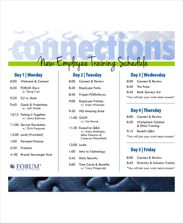 14+ Employee Training Schedule Template - Word, PDF, Google Docs, Apple ...