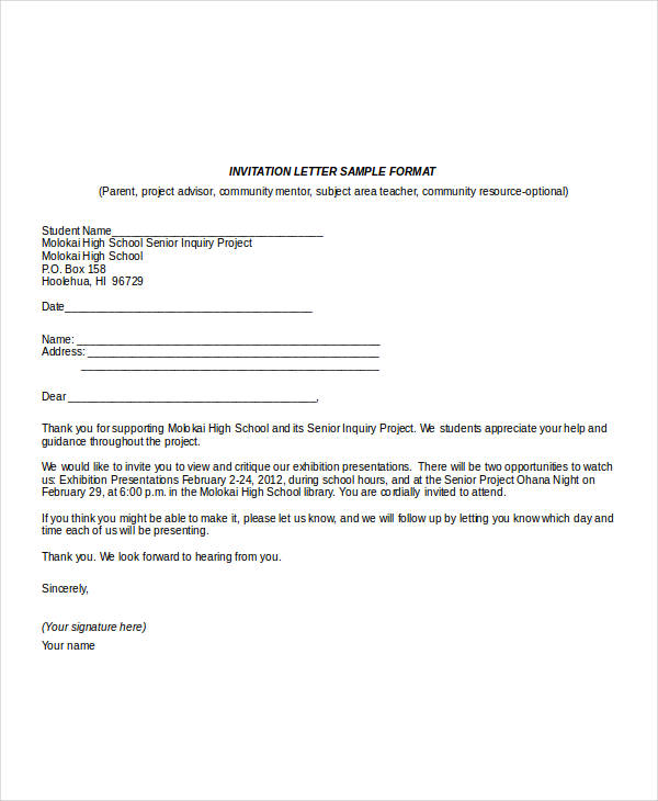 Invitation Letter Template Word Database Letter Template Collection
