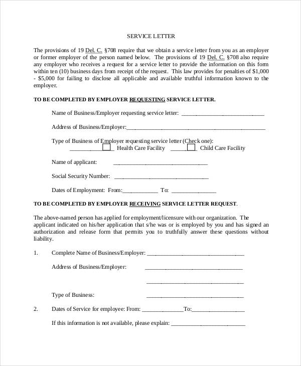 28+ Service Letter Templates -PDF, DOC