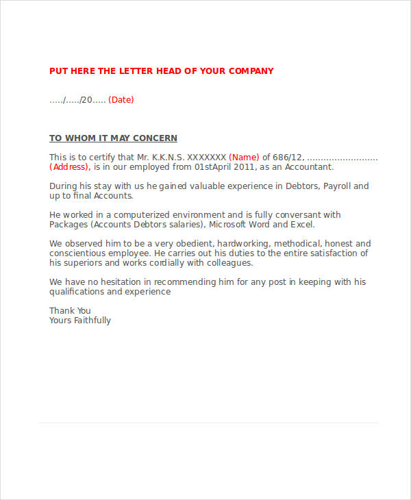 28+ Service Letter Templates -PDF, DOC