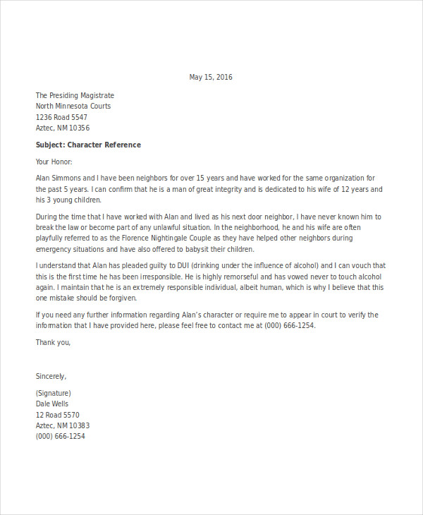 Character Letter Templates 7 Free Sample Example Format Download