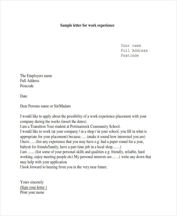 Work Experience Letter Template - Design Talk