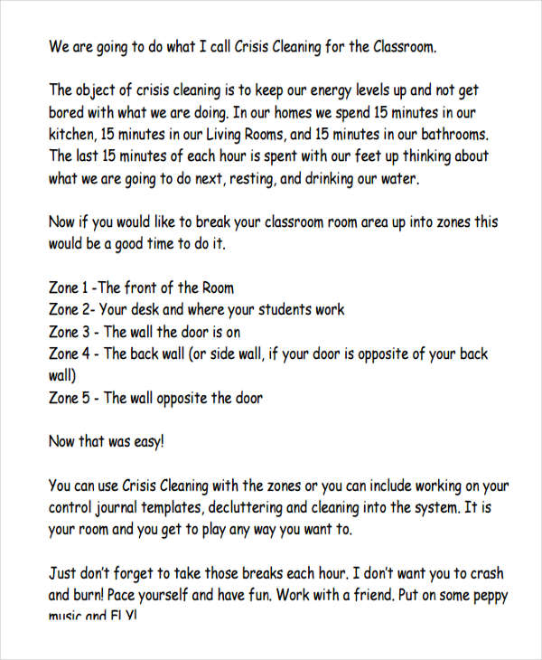 9+ School Cleaning Schedule Templates - 9+ Word, PDF Format Download!