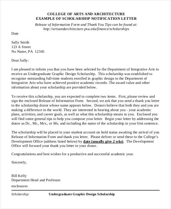 Scholarship Letter Template 15 Sample Example Format Download