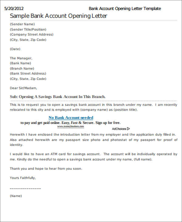 How To Write An Application Letter To Open A Bank Account Assignment 