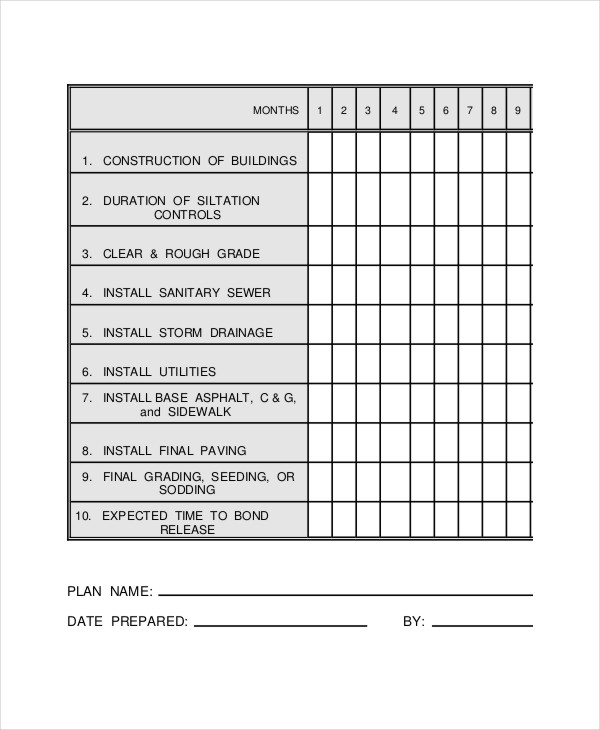 Construction Work Schedule Templates 6 Free Word PDF Documents 