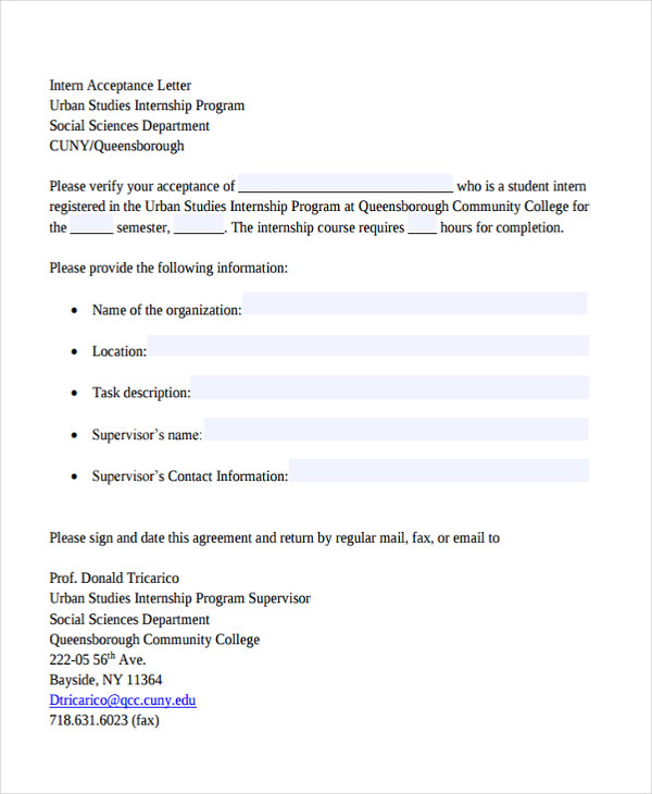 Internship Letter Templates - 9+ Sample, Example Format Download