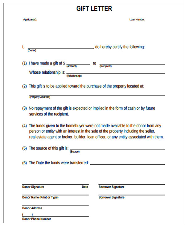20 Gift Letter Templates Word PDF