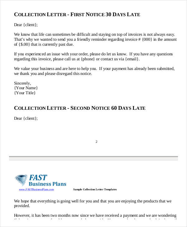 10+ Collection Letter Samples - Google Docs, MS Word, Apple Pages