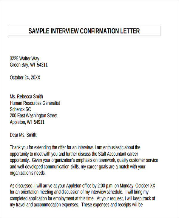 Interview Confirmation Email Template