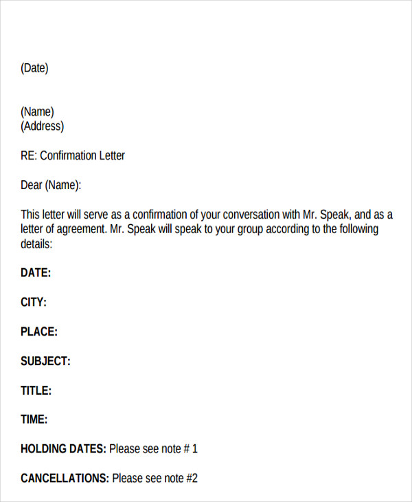 Free 18+ Confirmation Letter Templates - PDF, DOC