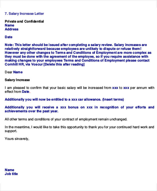Salary Letter Templates - 24+ Free Sample, Example Format Download