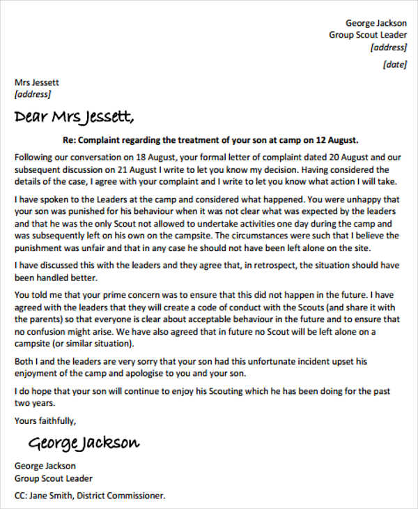 Response To A Customer Complaint Letter Sample Collection Letter