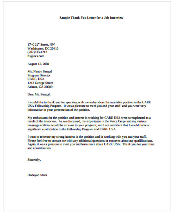 Follow Up Interview Letter Database Letter Template Collection