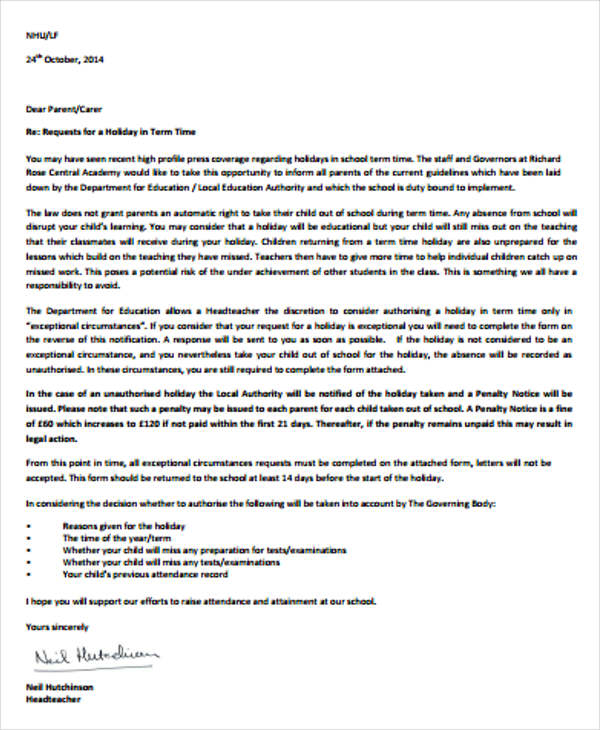 16+ Vacation Letter Templates - PDF, DOC, MS Word, Apple Pages