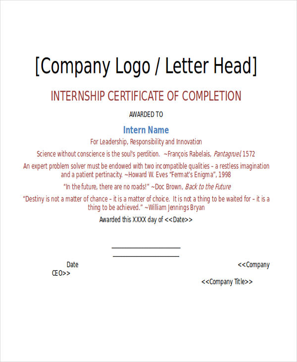 Exp Certificate Letter Format