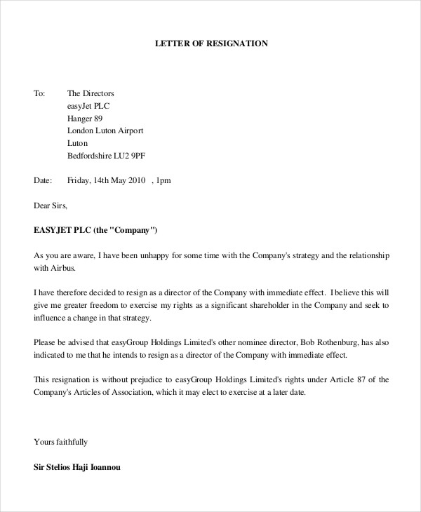 50+ Simple Resignation Letters- Word, PDF, Docs