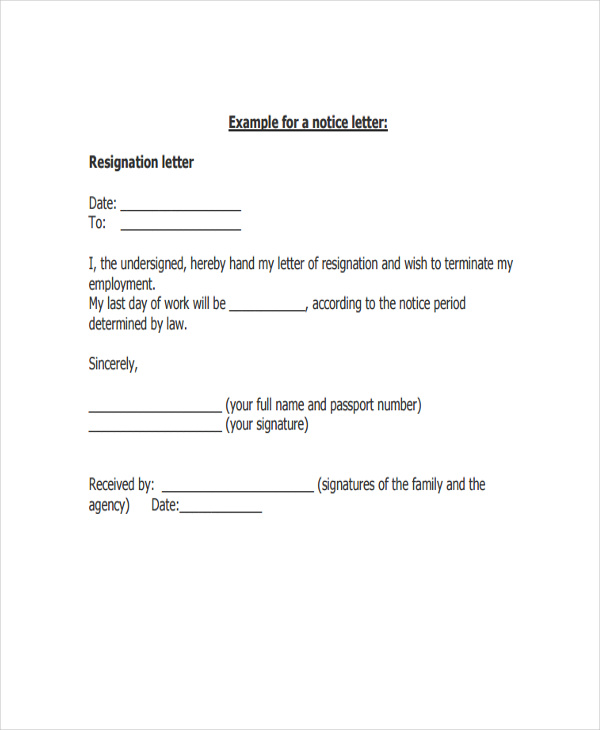 Simple Resignation Letter Sample 1 Month Notice New C Vrogue co