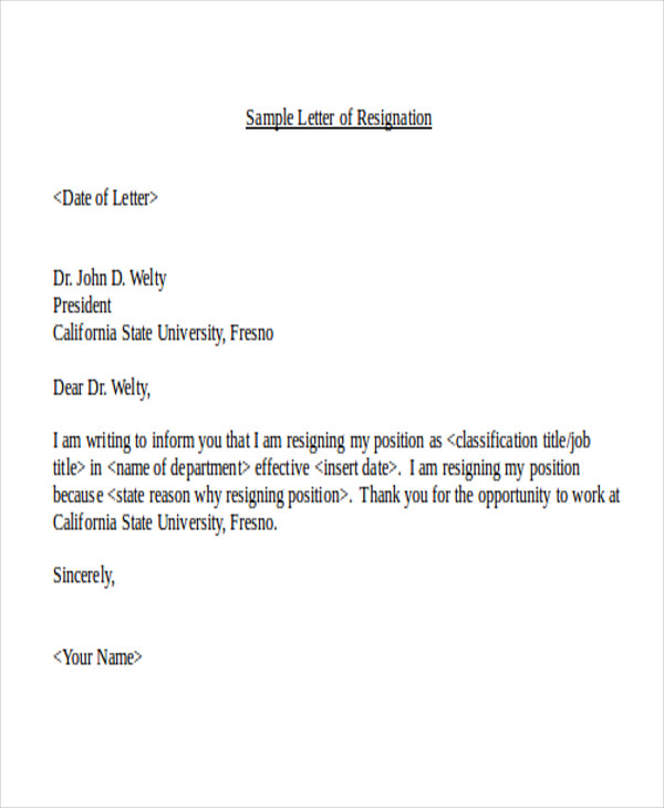 32+ Resignation Letter Format - PDF, DOC, iPage