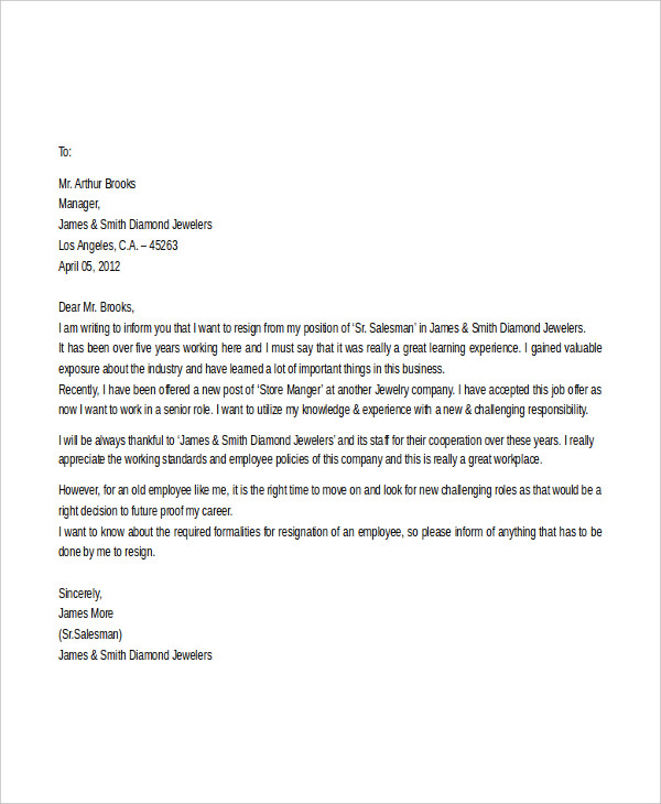 50+ Simple Resignation Letters- Word, PDF, Docs