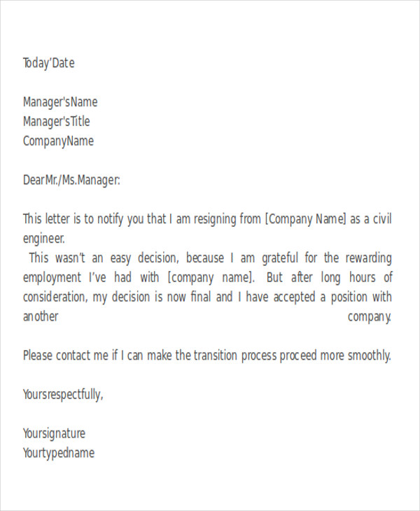 32+ Resignation Letter Format - PDF, DOC, iPage