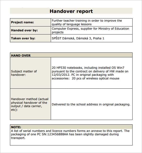 Handover Report Template 20 Free Word PDF Documents Download Free