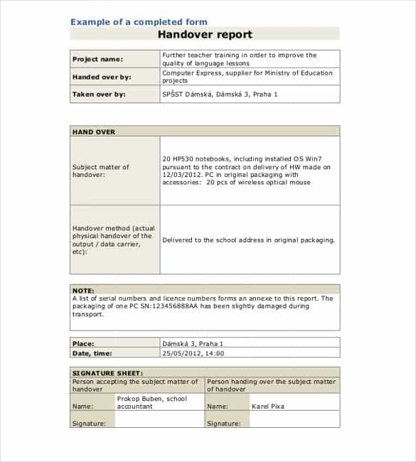 FREE 30+ Handover Report Templates in MS Word | PDF | Google Docs ...