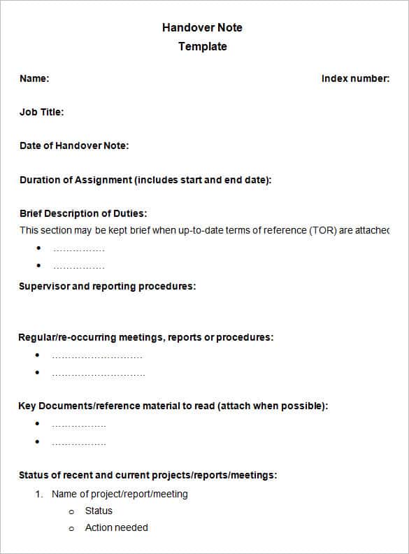 Handover Report Template 20 Free Word PDF Documents Download Free 