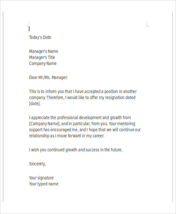 Printable Resignation Letter Template Simple Download Printable Resignation Letter Template Simple Download
