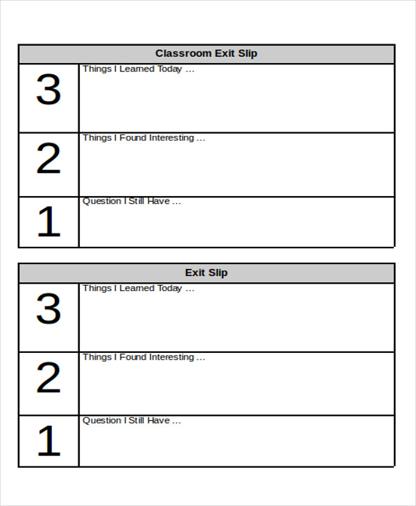Printable Editable Exit Ticket Template