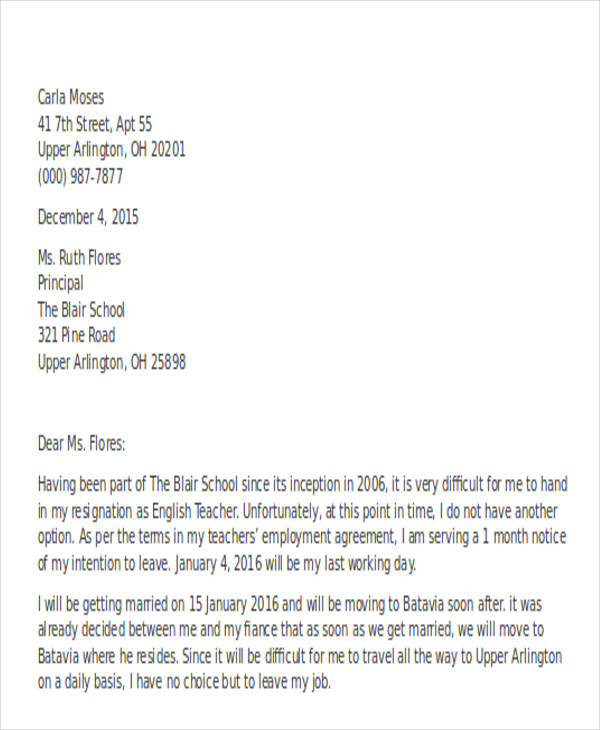 32+ Resignation Letter Format - PDF, DOC, iPage