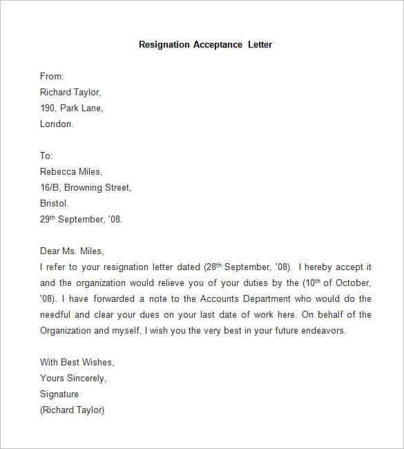 Acceptance Of Resignation Letter Pdf Acceptance Of Resignation Letter Pdf