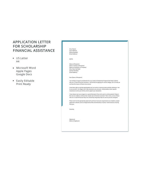 Scholarship Application Letters - 17+ Free Word, PDF Documents Download