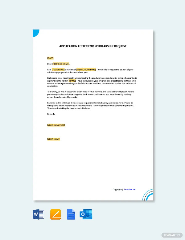 Scholarship Application Letters 17 Free Word PDF Documents Download Scholarship Application Letters 17 Free Word PDF Documents Download