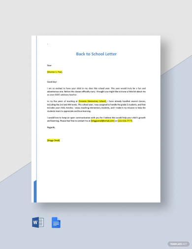 School Letter Templates - 11+ Free Sample, Example Format Download