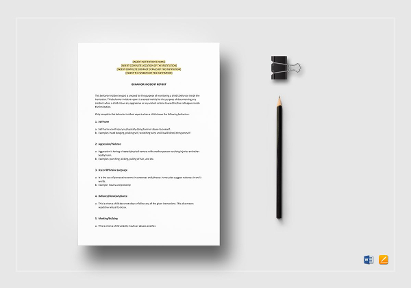 Behavior Incident Report Template - 19+ Free PDF Format Download!